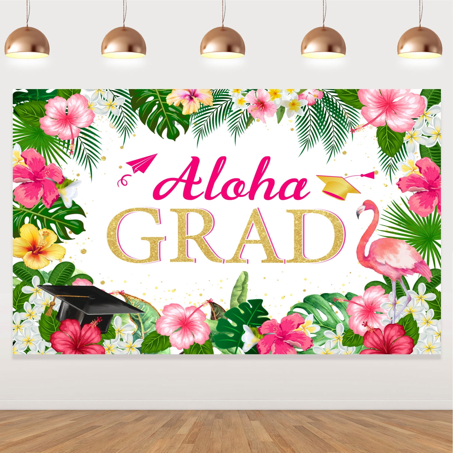 Graduation Backdrop Banner, Hawaiian Aloha Large Congrats Grad Party ...
