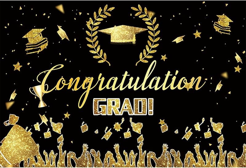 Graduation Backdrop Black Gold Class of 2025 Party Background 2025 ...