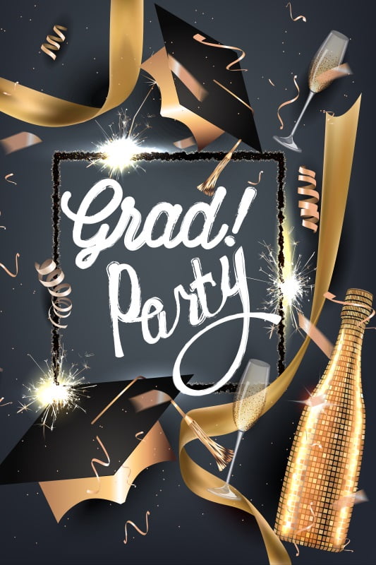 Graduation Backdrop Black Gold rations Congrats Grad Background 2024 ...