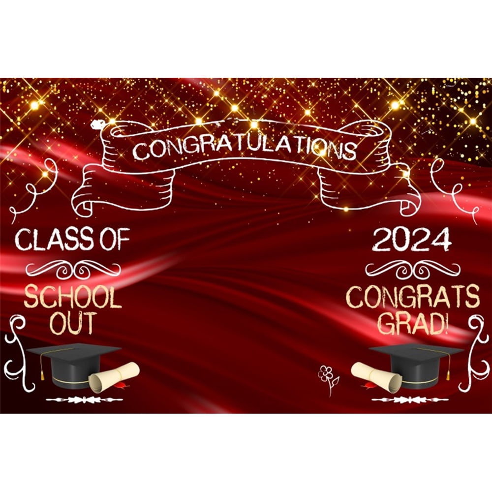 Graduation Backdrop Black Gold rations Congrats Grad Background Fabric ...
