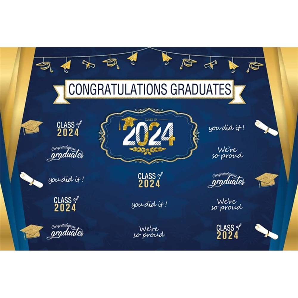 Graduation Backdrop Black Gold rations Congrats Grad Background Fabric ...
