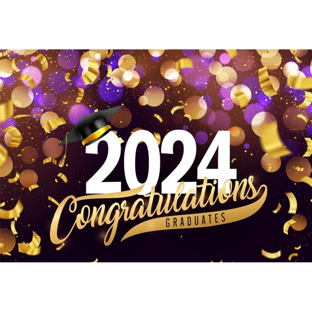 Graduation Backdrop Black Gold rations Congrats Grad Background Fabric ...