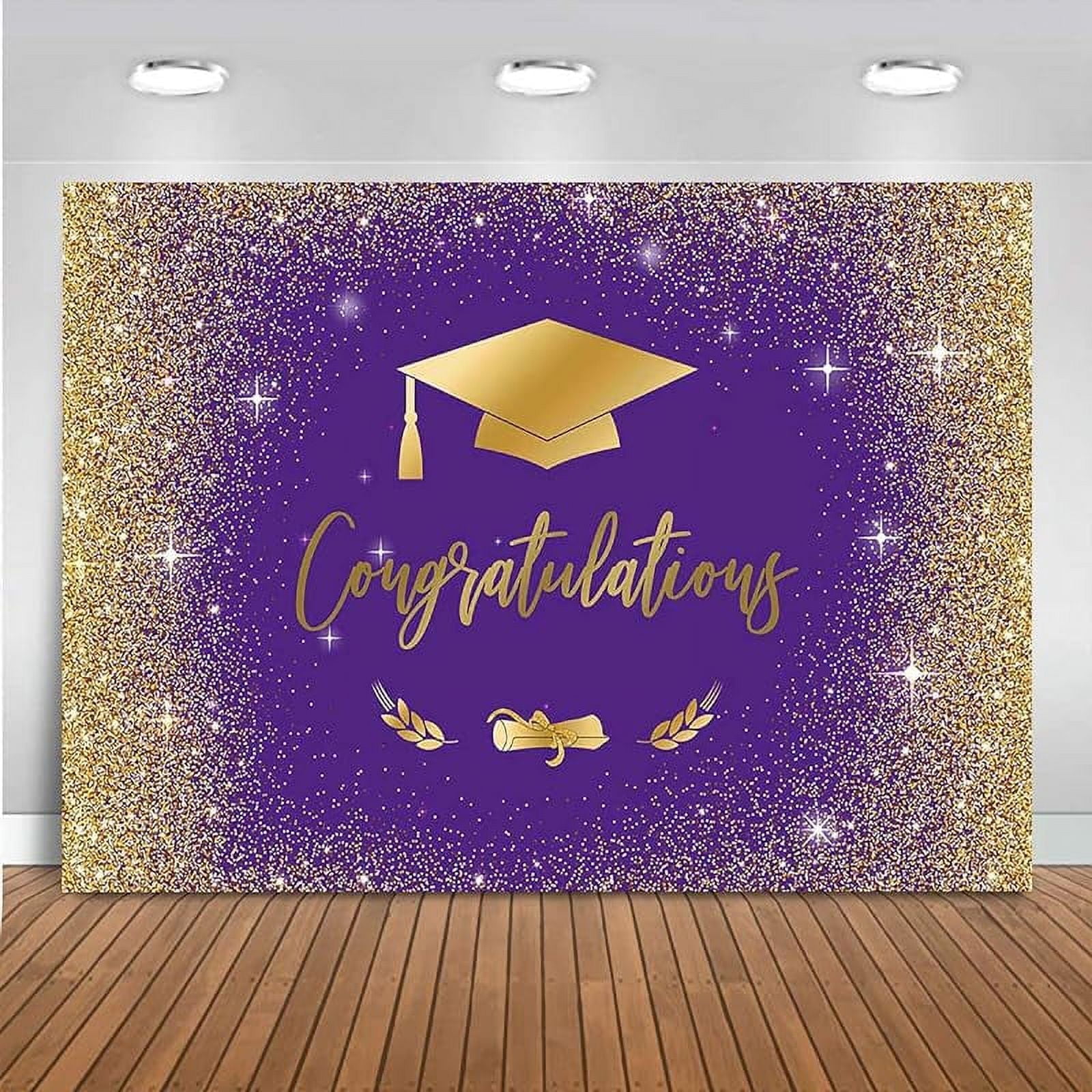Graduation Backdrop Class of 2024 Golden Glitter Bokeh Spots ...