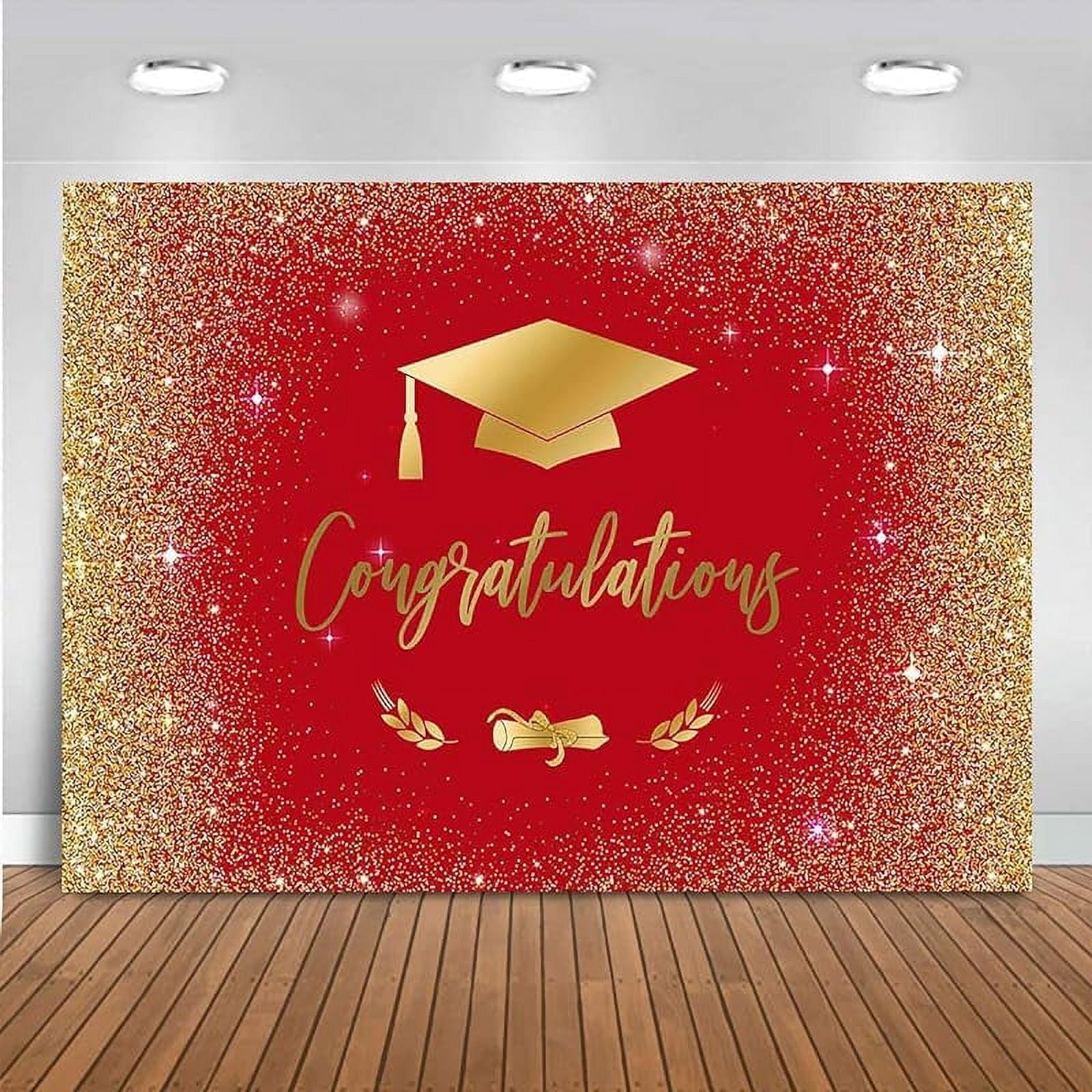 Graduation Backdrop Class of 2024 Golden Glitter Bokeh Spots Photography Background Congrats ...