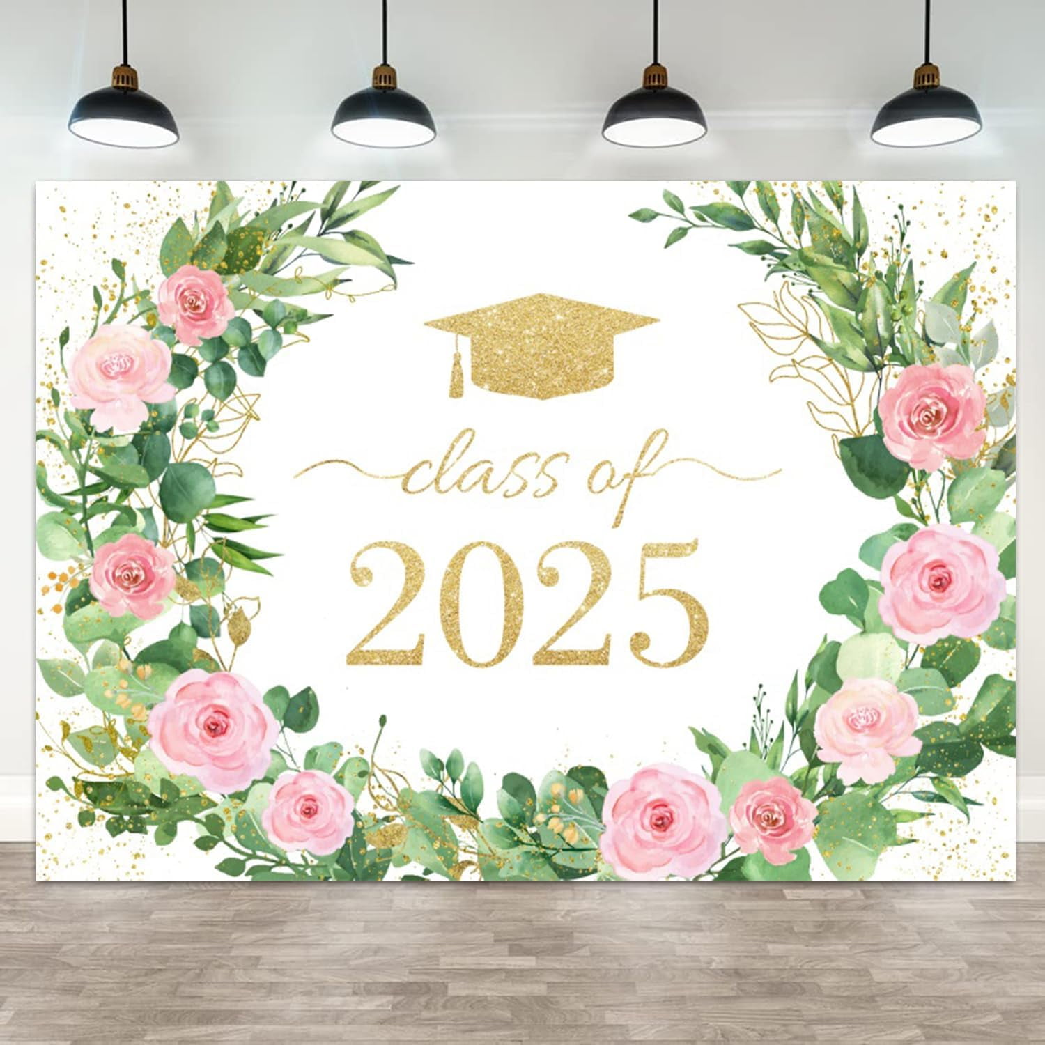 Graduation Backdrop Class of 2025Photography Background Pink Flowers ...