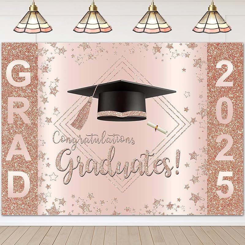 Graduation Backdrop Class of 2025 Backdrop for Photoshoot Pink Rose ...