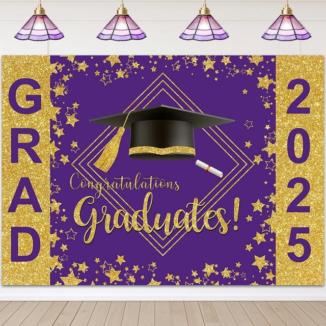 Graduation Backdrop Class of 2025 Backdrop for Photoshoot Purple and ...