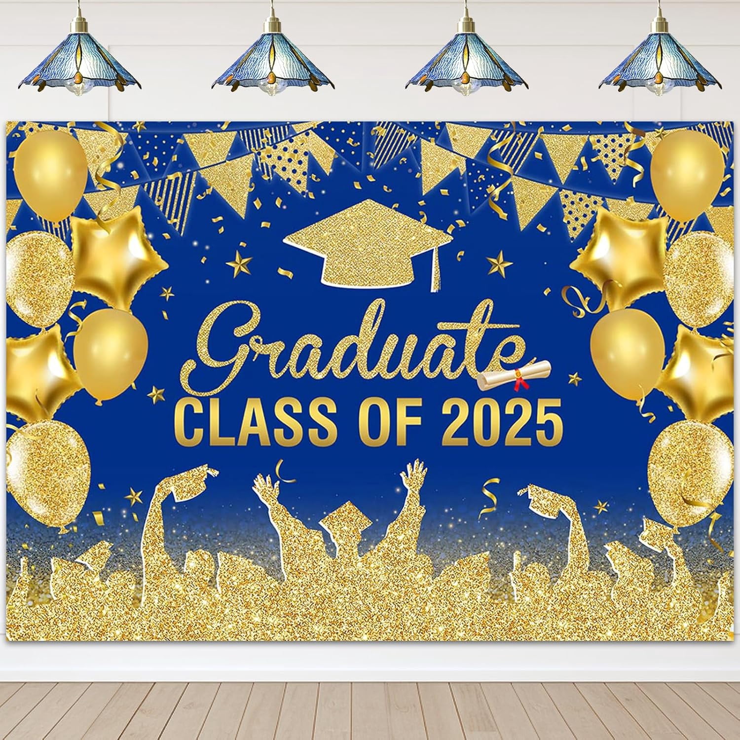 Graduation Backdrop Class of 2025 Graduation Party Decorations Navy ...