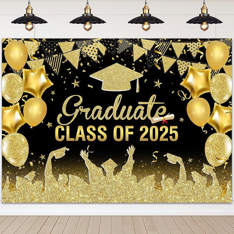 Graduation Backdrop Class of 2025 Graduation Party Decorations Navy ...