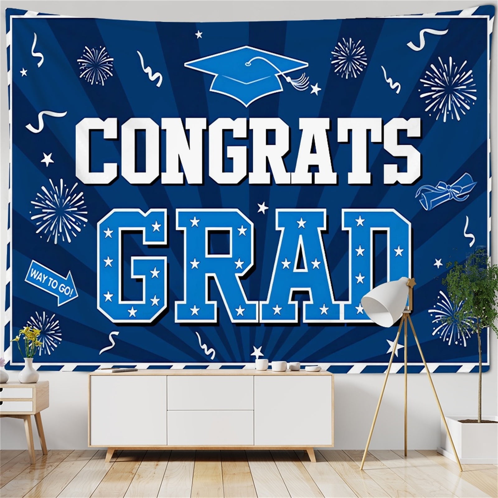 Graduation Backdrop Congrats Grad Banner Blue Graduation Banner, Class ...