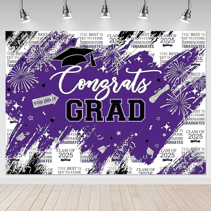 Graduation Backdrop Congrats Grad Graduate Party Decorations Background ...