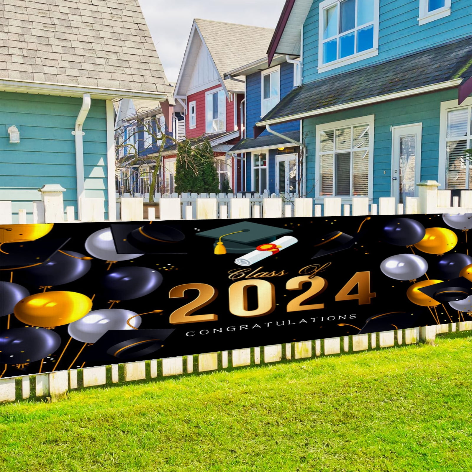 Graduation Backdrop Congrats Grad Graduation Party Decorations Black ...