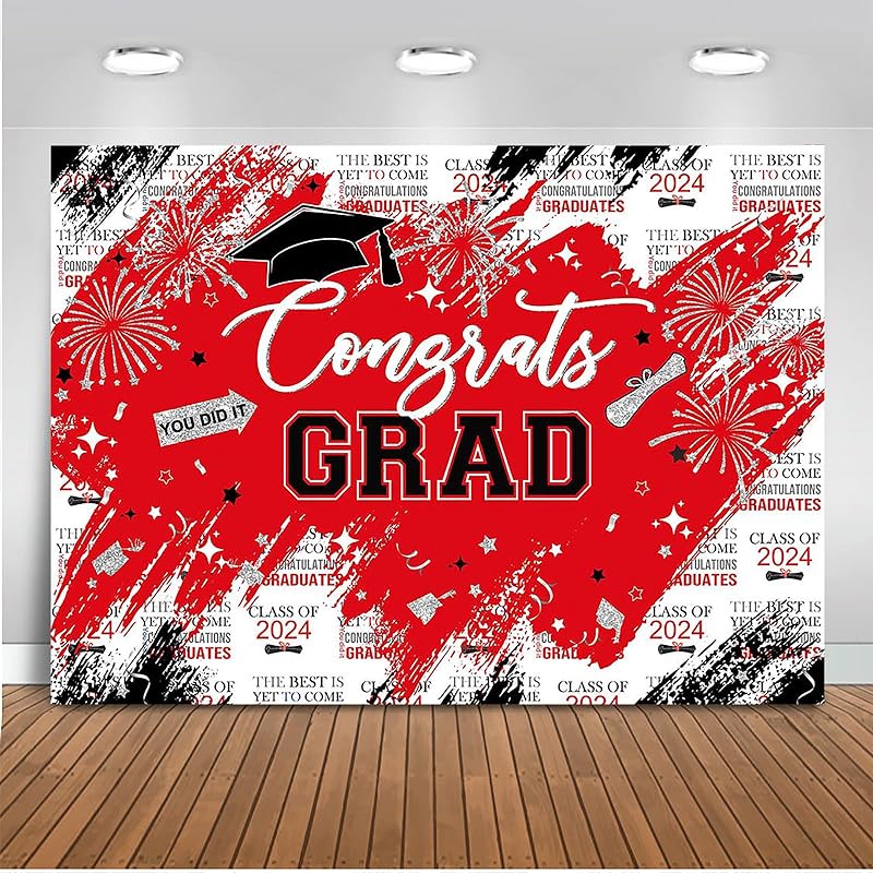 Graduation Backdrop Congrats Grad Purple Graduate Party Decorations ...