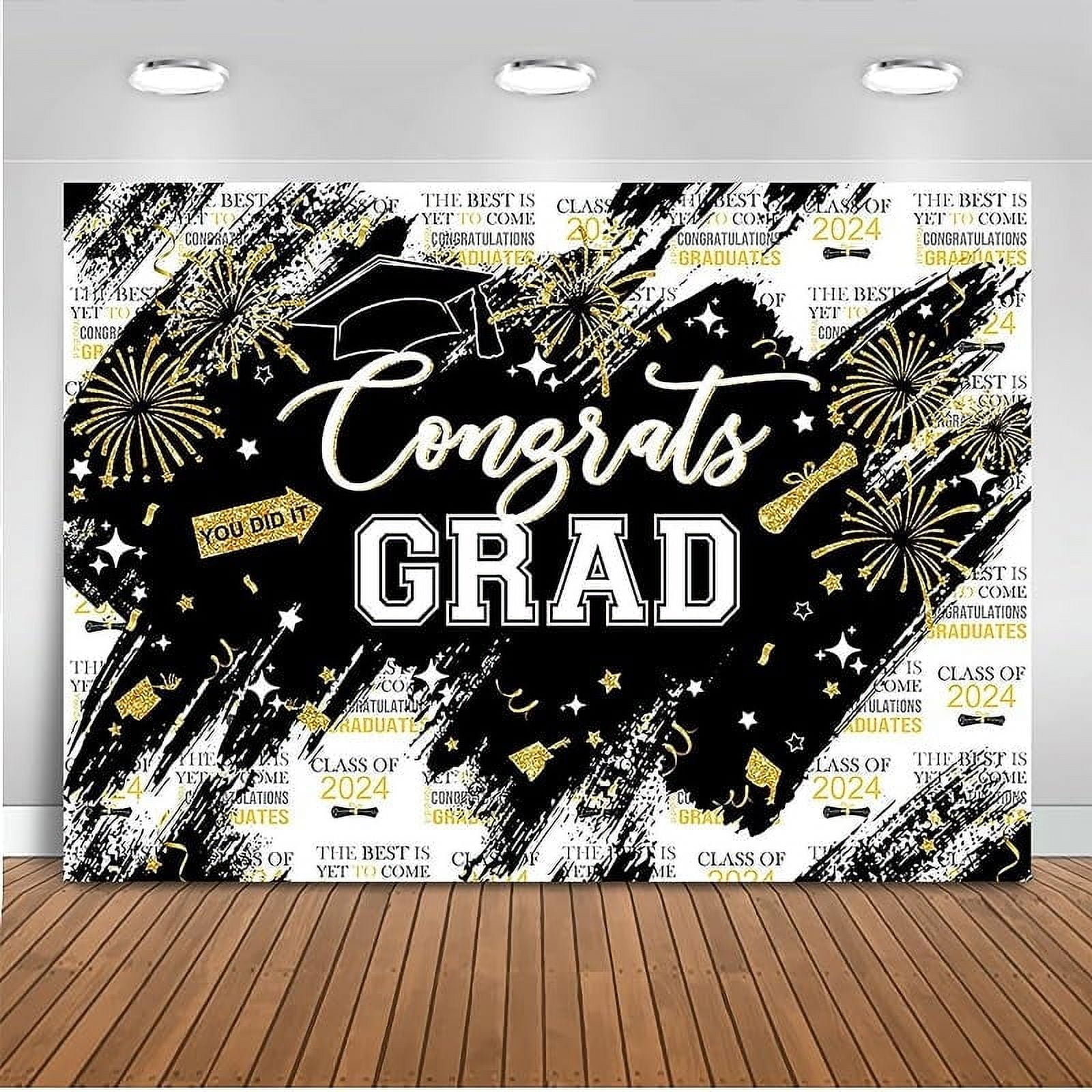 Graduation Backdrop Congrats Grad Purple Graduate Party Decorations ...