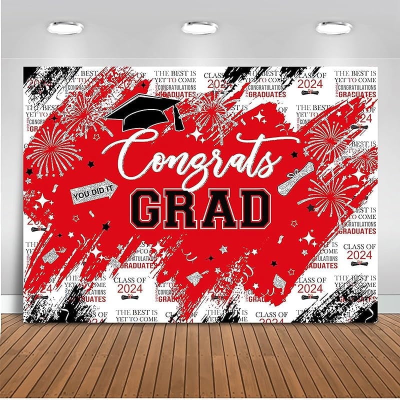 Graduation Backdrop Congrats Grad Purple Graduate Party Decorations ...