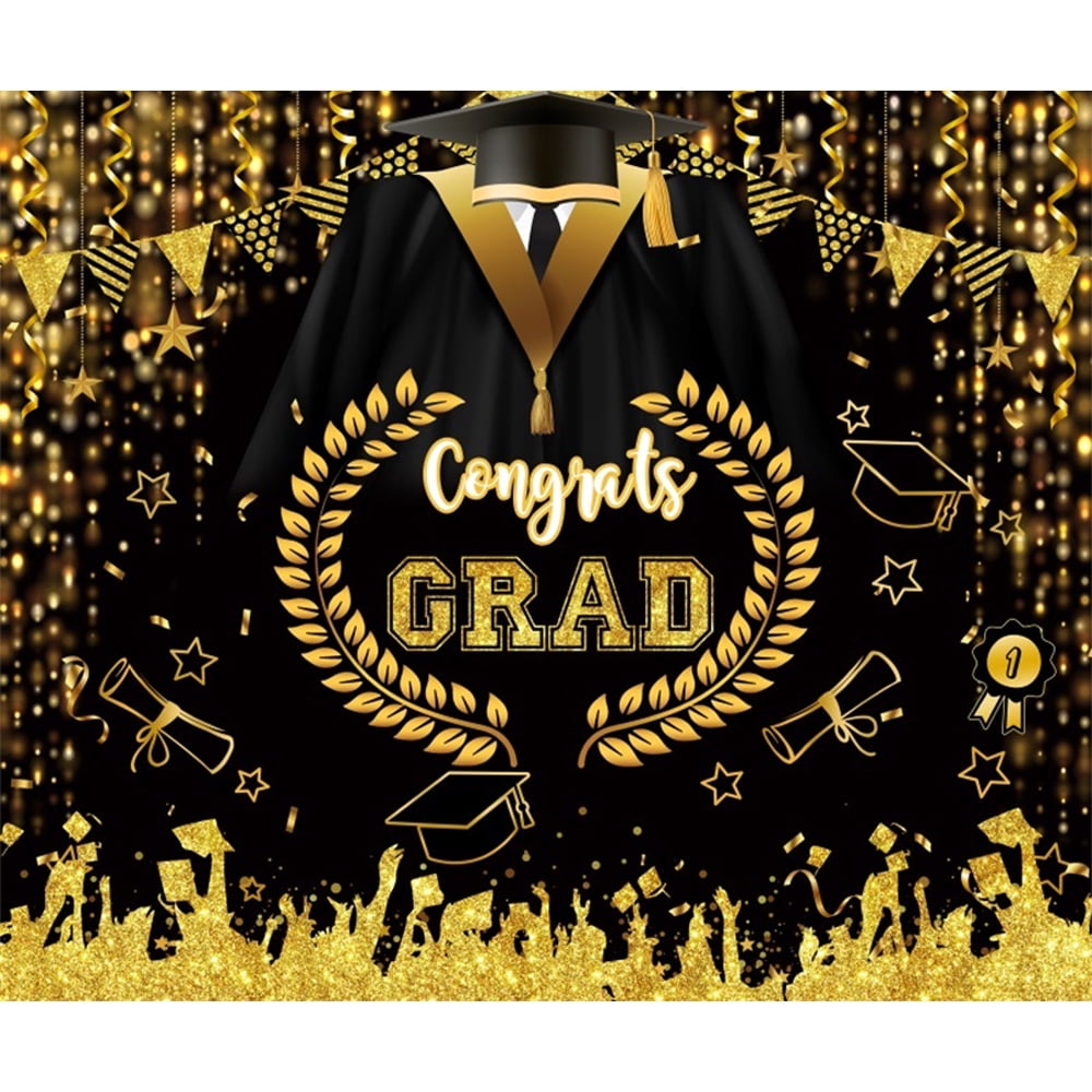 Graduation Backdrop Congratulations Graduates Hats Golden Light Bokeh ...