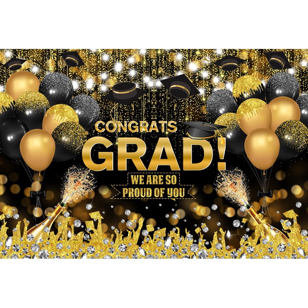 Graduation Backdrop Congratulations Graduates Hats Golden Light Bokeh ...