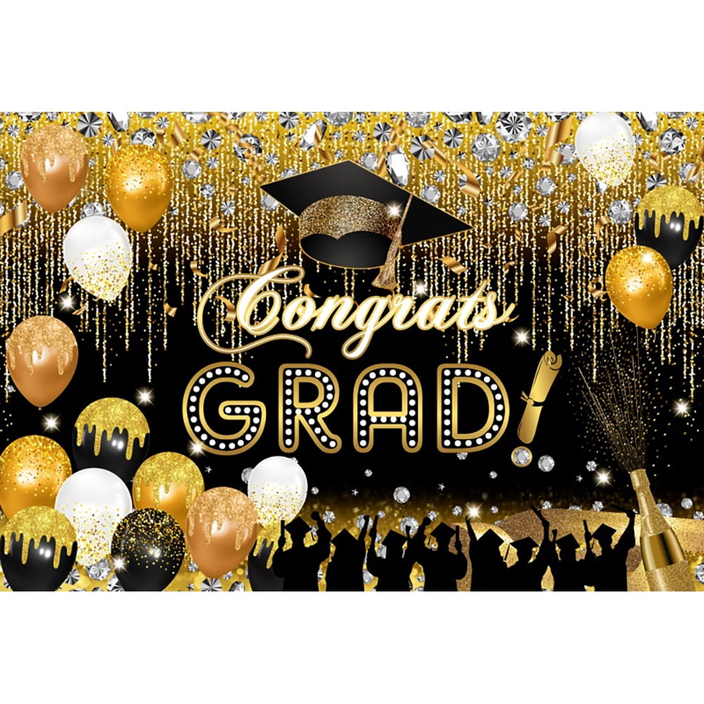 Graduation Backdrop Congratulations Graduates Hats Golden Light Bokeh ...