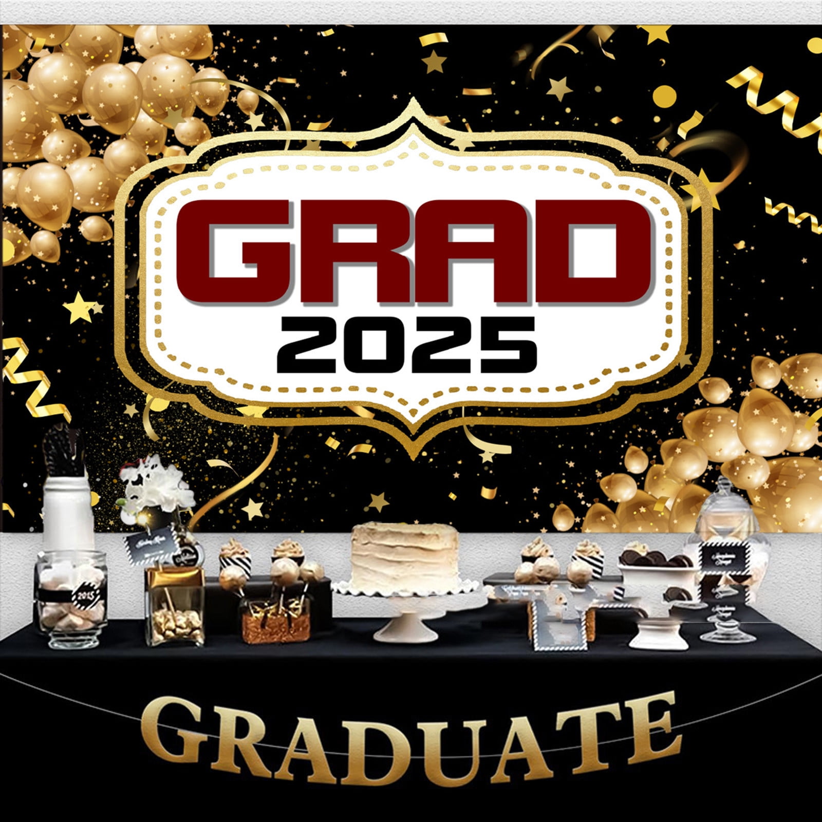 Graduation Backdrop Decorations Congrats Grad Banner for 2025 Ceremony ...