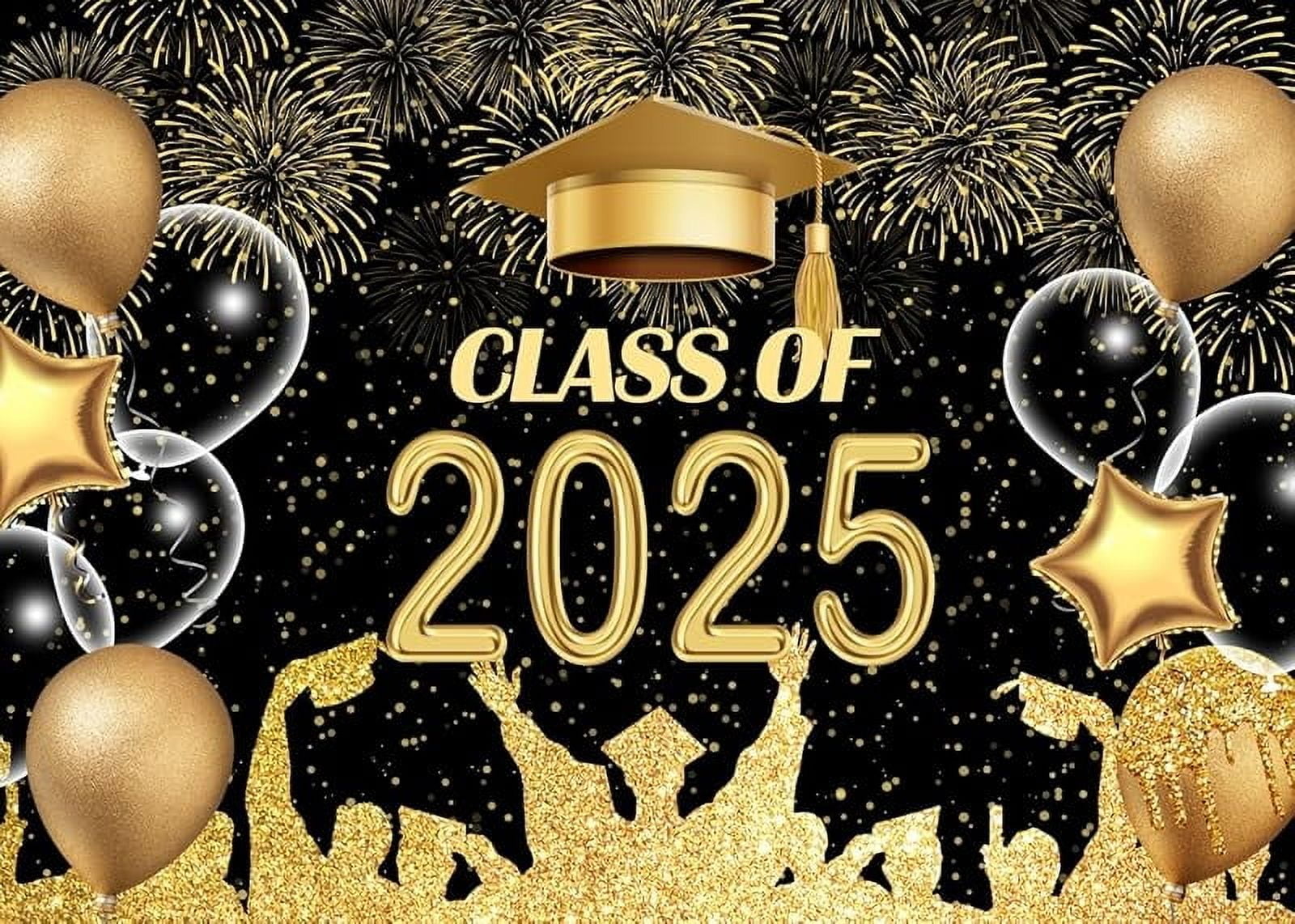 Graduation Backdrop Gold 2025 Graduation Party Backdrop for Class ...