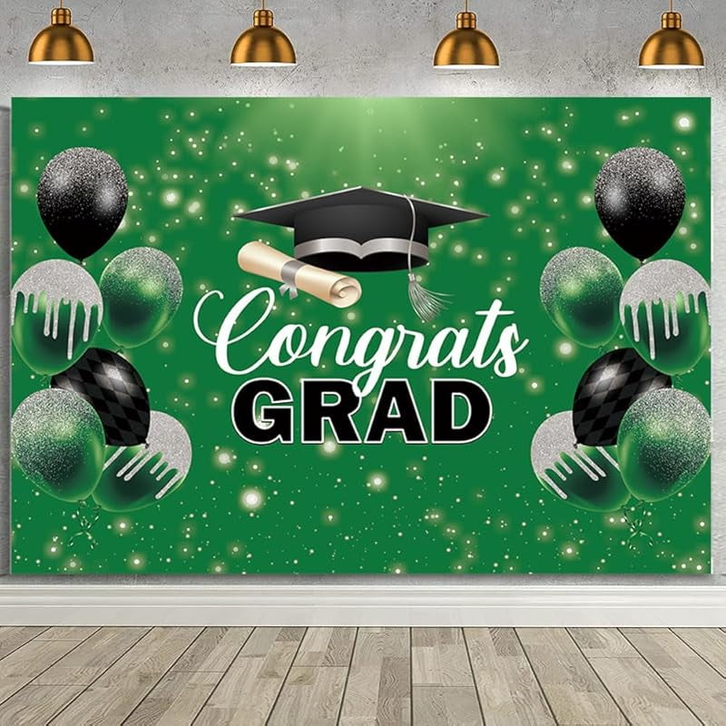 Graduation Backdrop Gold Black Congrats Grad Photography Background ...