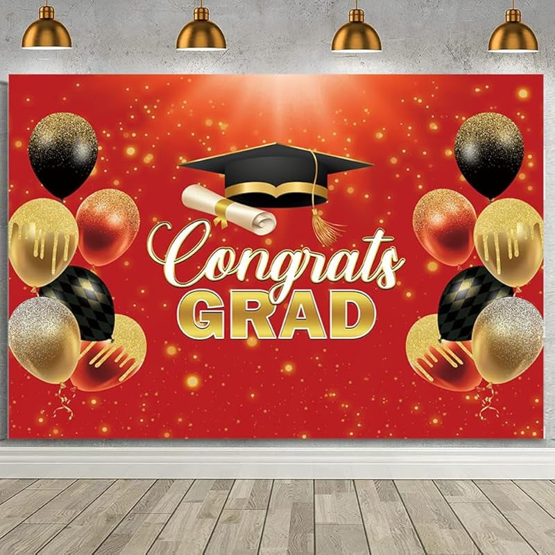 Graduation Backdrop Gold Black Congrats Grad Photography Background ...