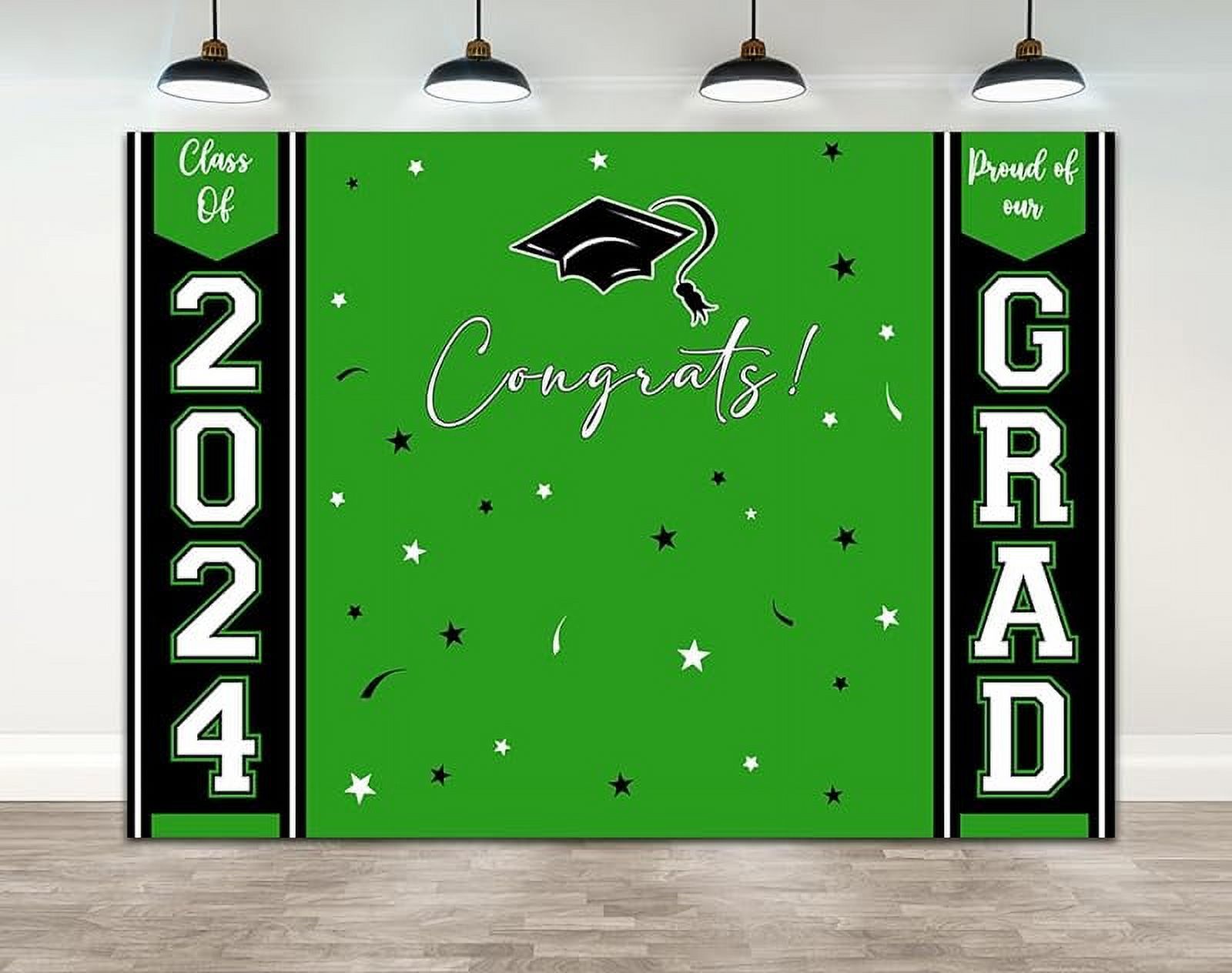Graduation Backdrop Green Black Congrats Grad Party Supplies ...