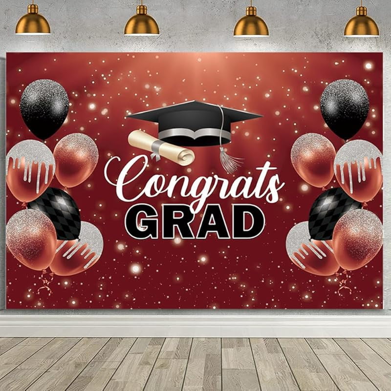 Graduation Backdrop Maroon Congrats Grad Photography Background Class ...