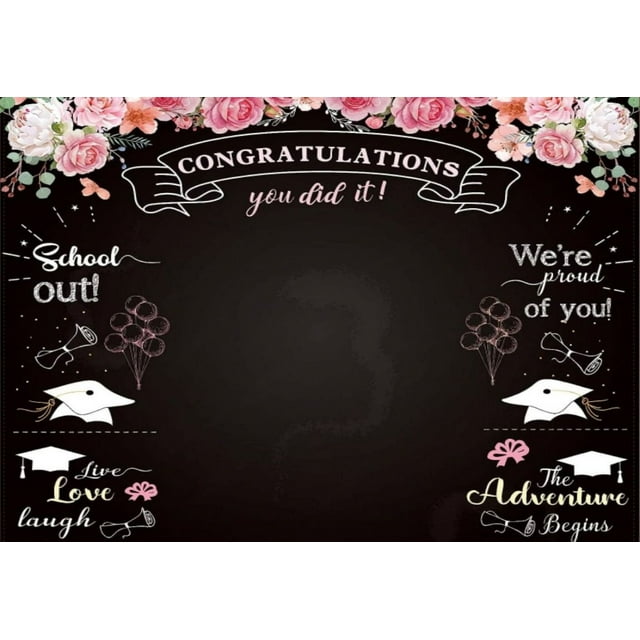 Graduation Backdrop Neon You Did It Congratulations Graduates Colorful ...