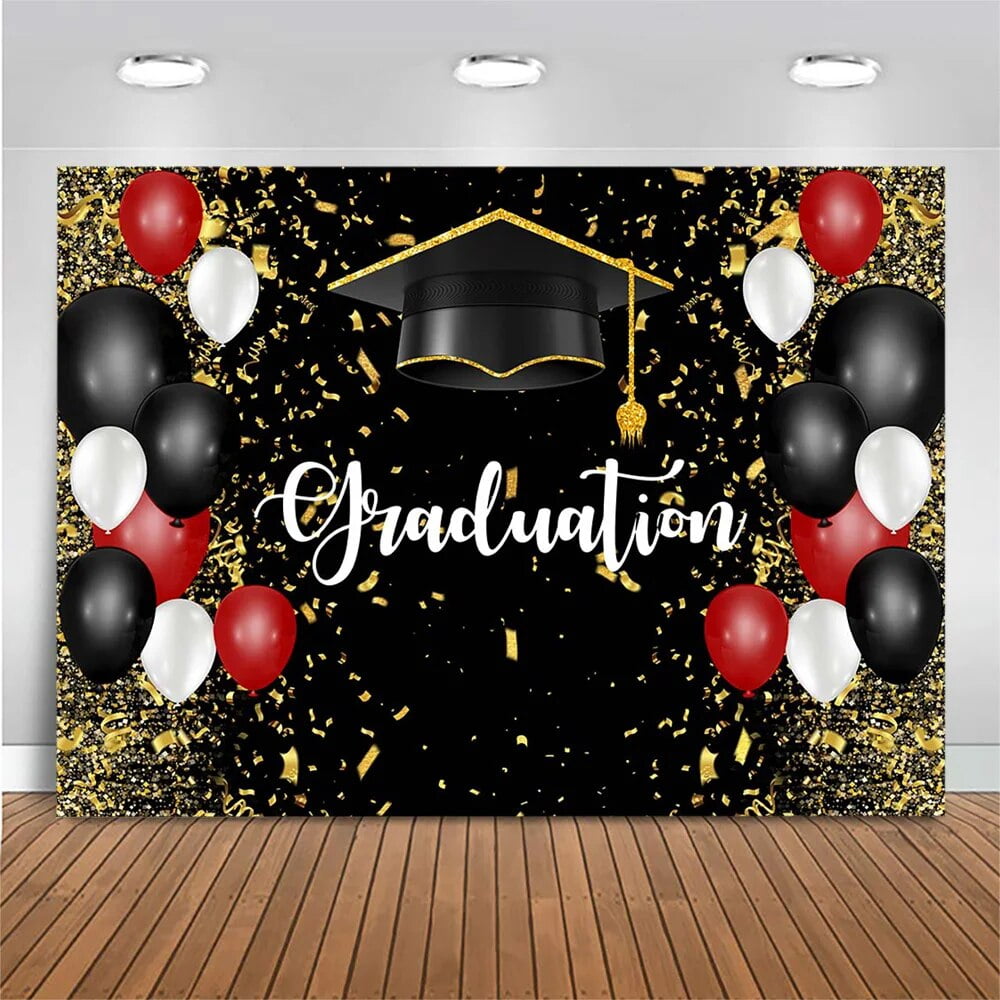 Graduation Backdrop Photography Balloon Bachelor Cap Graduation Party ...