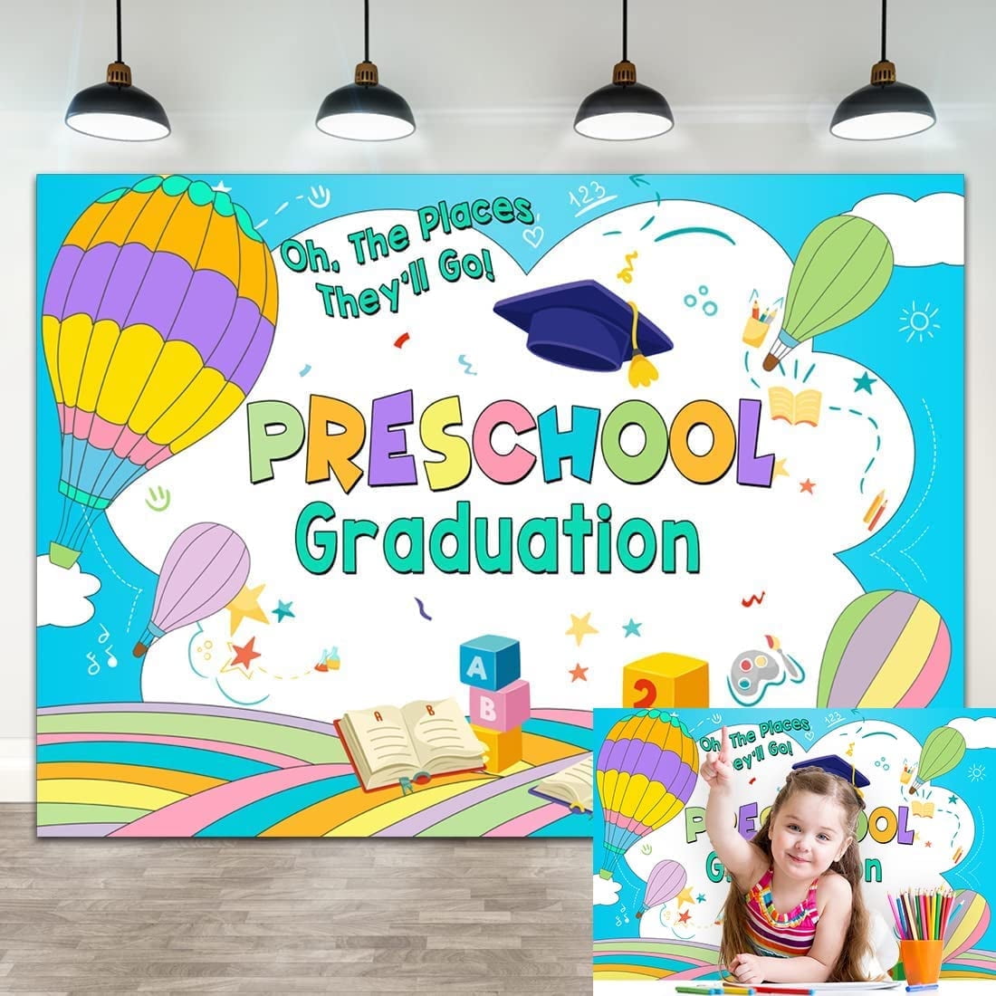 Graduation Backdrop Preschool Class of 2025 Congradulation Grads Oh The ...
