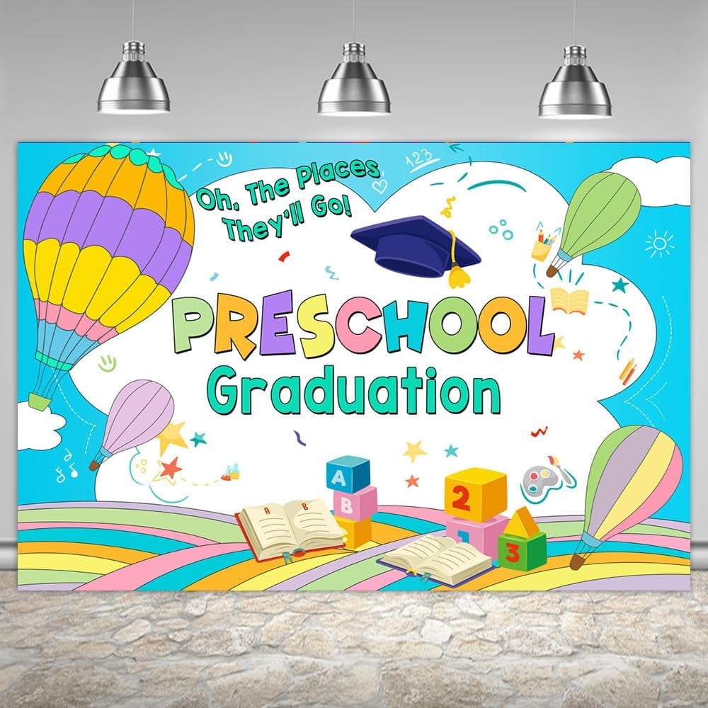 Graduation Backdrop Preschool Class of 2024 Congradulation Grads Oh The ...