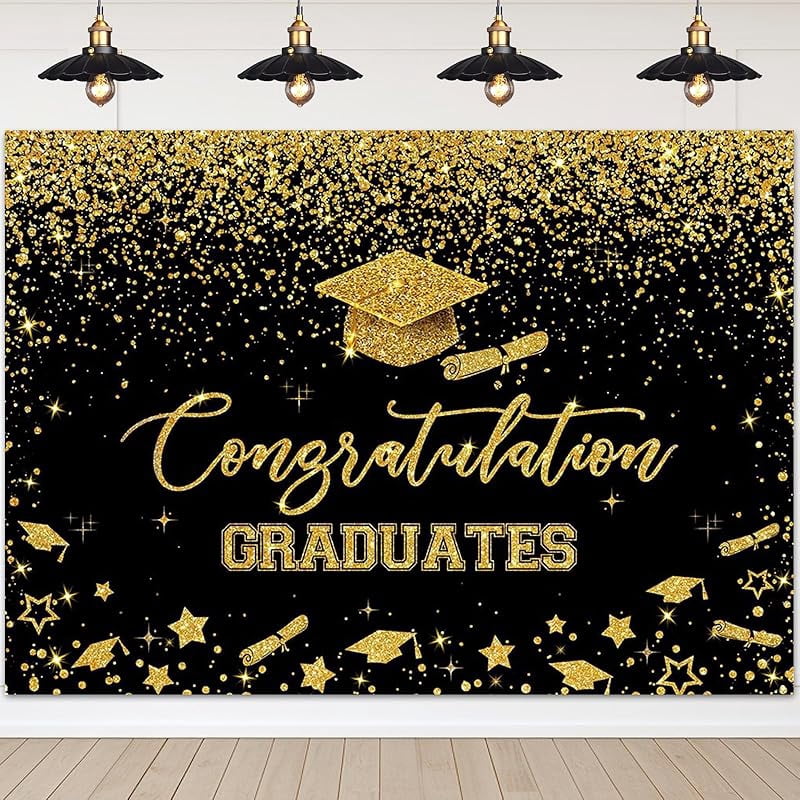 Graduation Backdrop Red Gold Class of 2025 Backdrop Congratulation ...