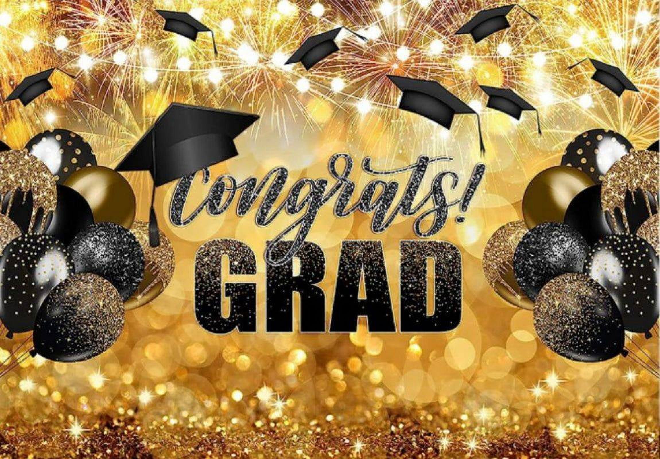 Graduation Backdrops Congrats Grad Party Background rations Black and ...