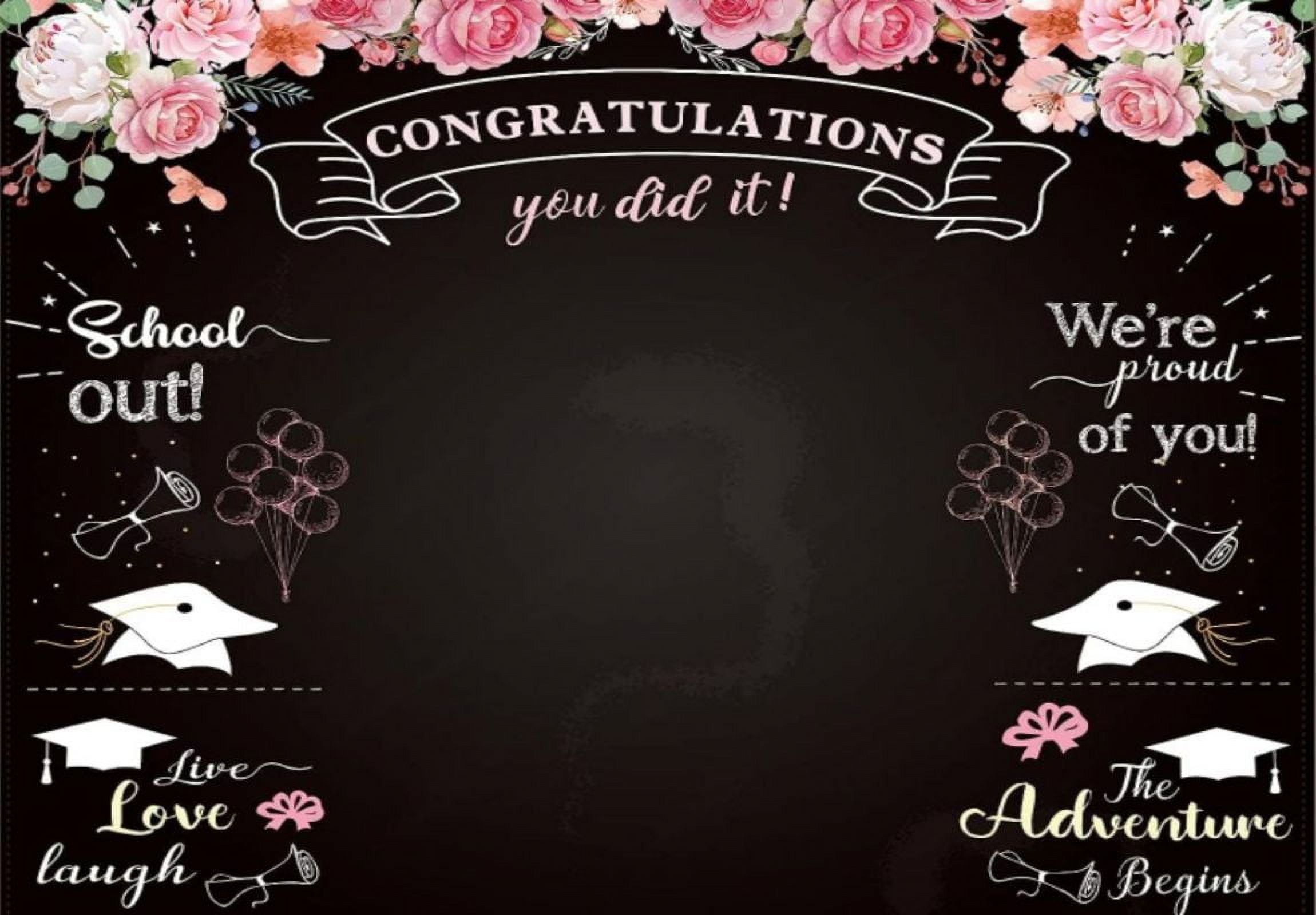 Graduation Backdrops Congrats Grad Party Background rations Black and ...