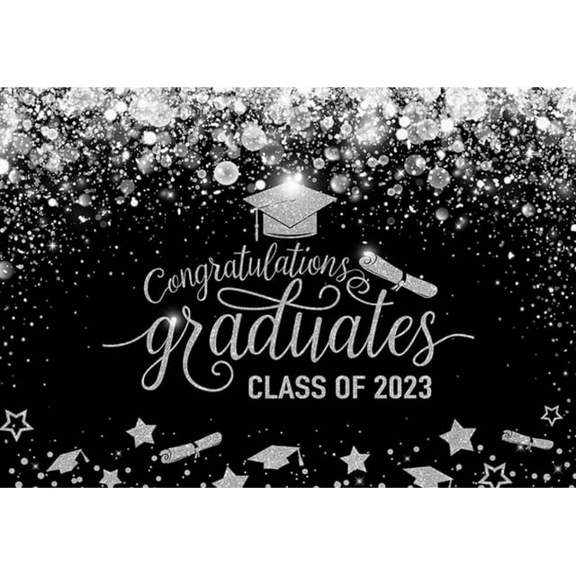 Graduation Backdrops Congrats Grad Party Background rations Black and ...