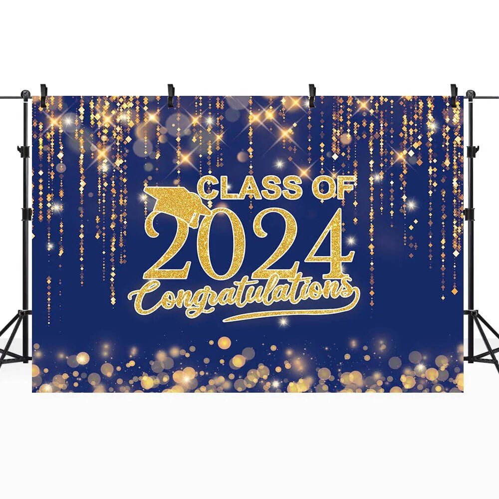 Graduation Background Gold Glitter Class of Graduates Party Decor ...