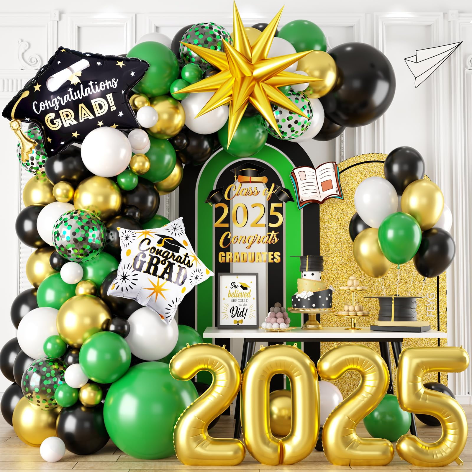 Graduation Balloon Arch Garland OIF8 Kit, 2025 Graduation Party Black ...