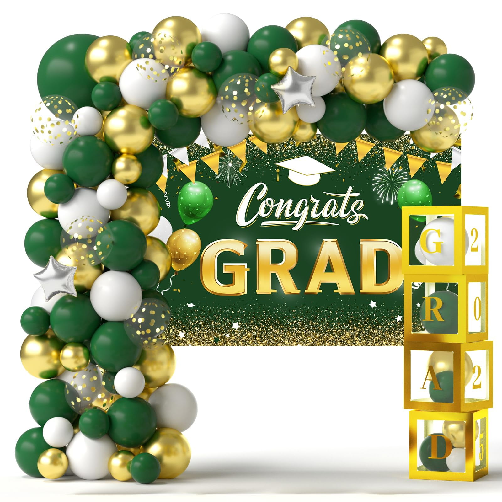 Graduation Balloon Garland Arch KEF16 Kit Different Sizes 18In Green ...