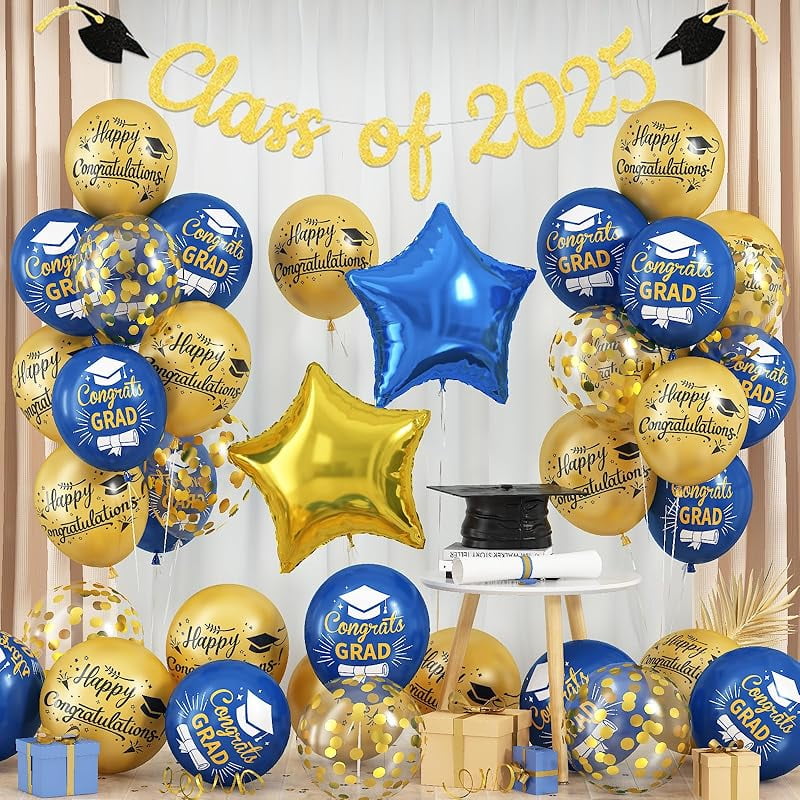 Graduation Balloons, Purple Gold Balloons Graduation Party Decorations ...