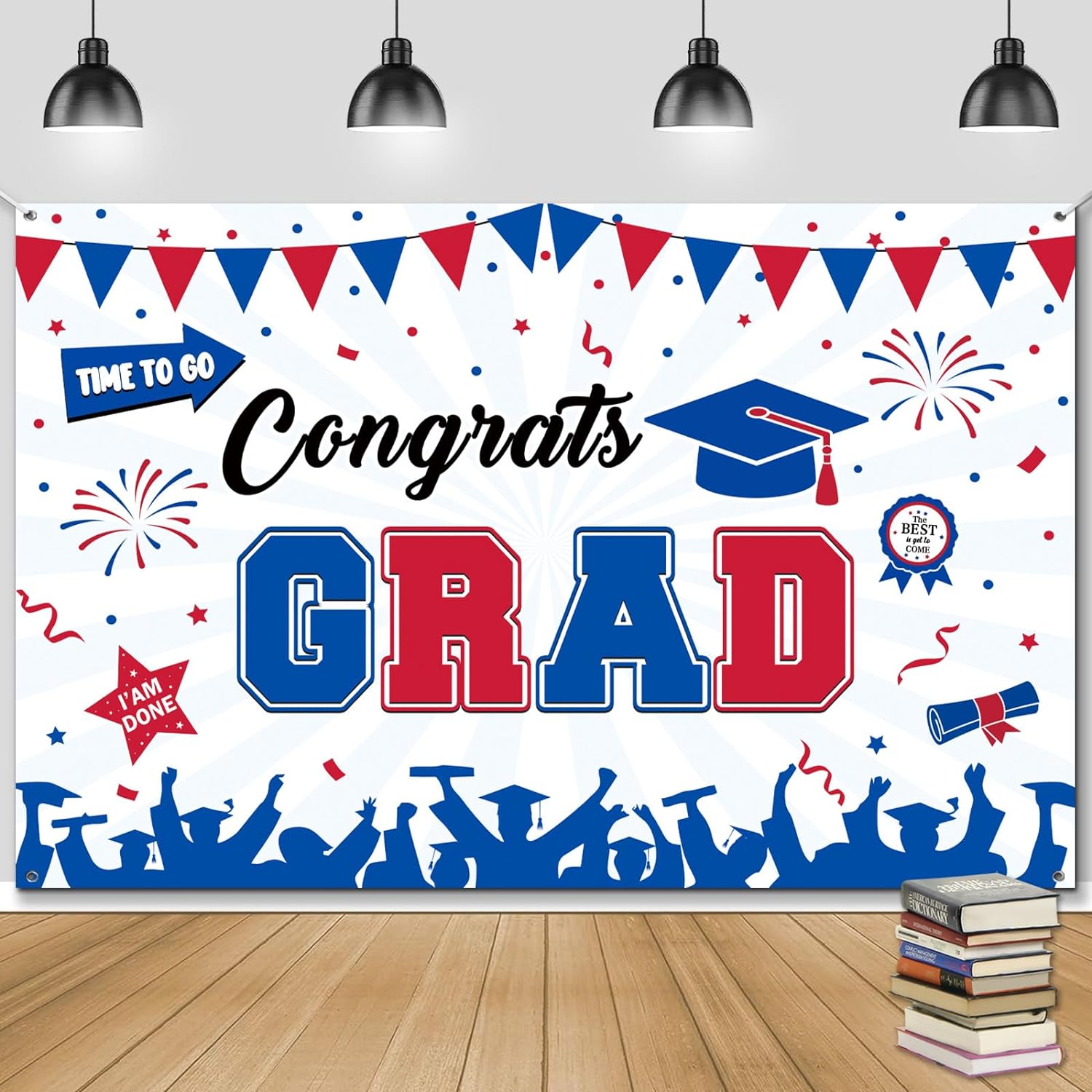 Graduation Banner Backdrop, Congrats Grad Banner Decorations, Red White ...