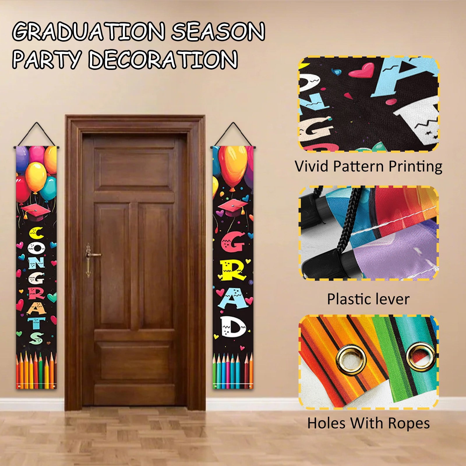 Graduation Banner Decoration Porch Hanging Flag Door Couplets Congrats 2025 Grad Decorations ...