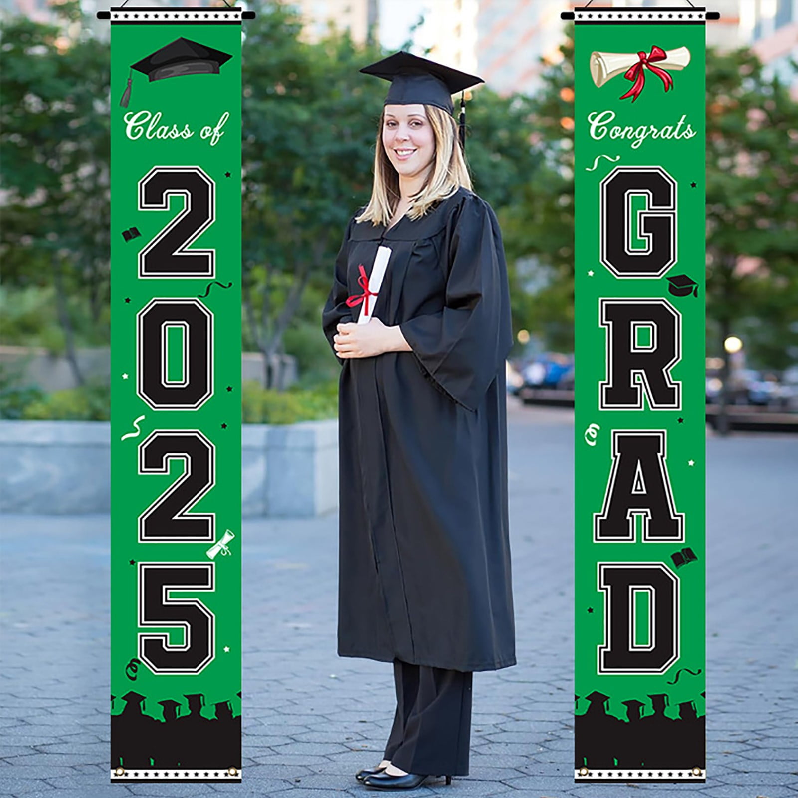 Graduation Banner Decorations - 11.8x71 Inch Green Cloth Hanging ...