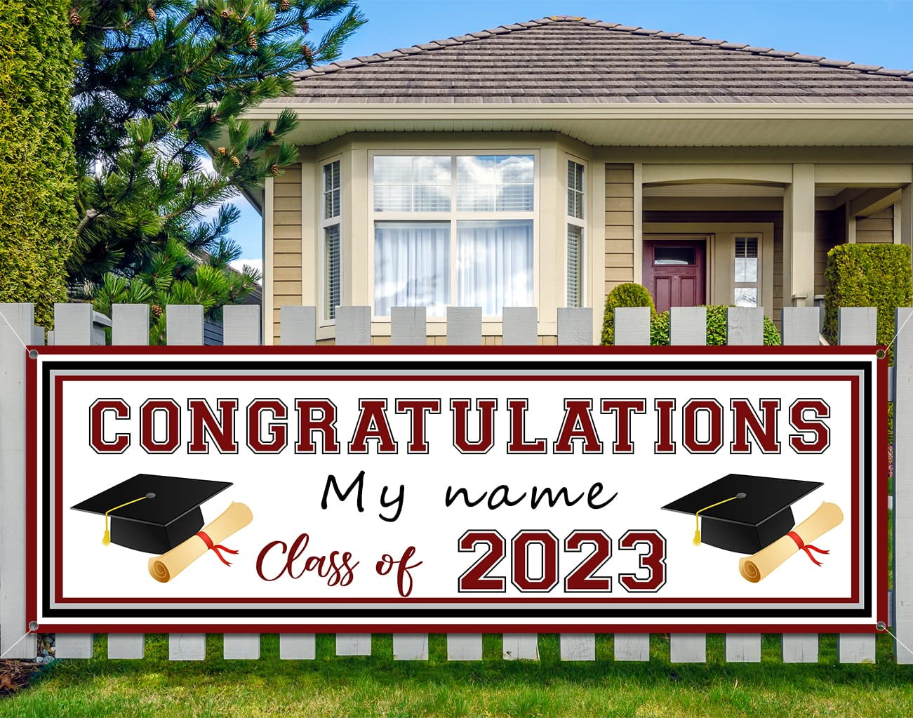 Graduation Banner Maroon Large Congrats Grad Party Supplies Yard Sign ...
