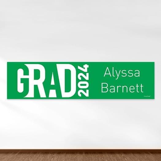 Graduation Banner Party Decorations Personalized Green Class Of 2024 (5 ...