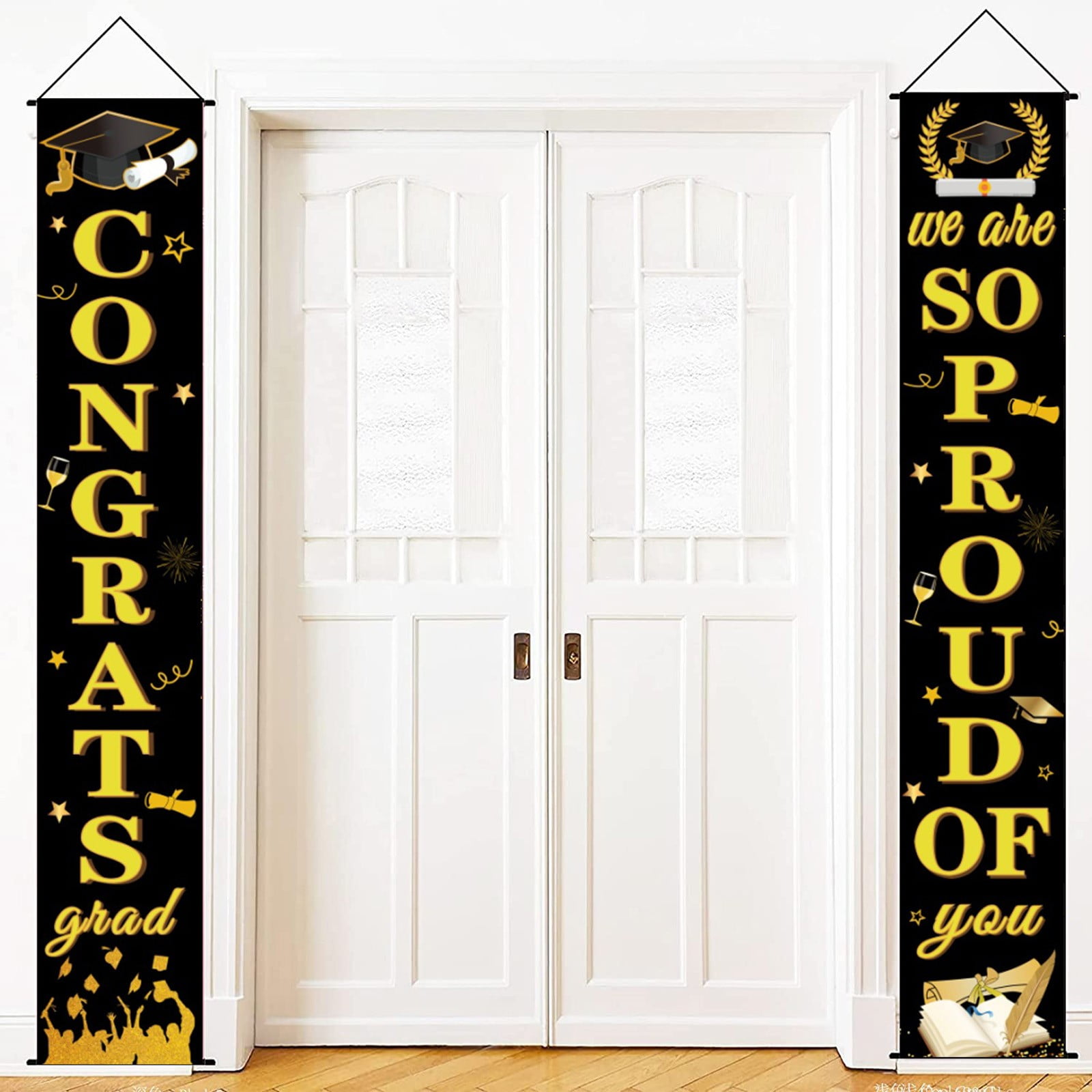 Graduation Banners Hanging Flags Porch Sign Class Of & Congrats Grad ...