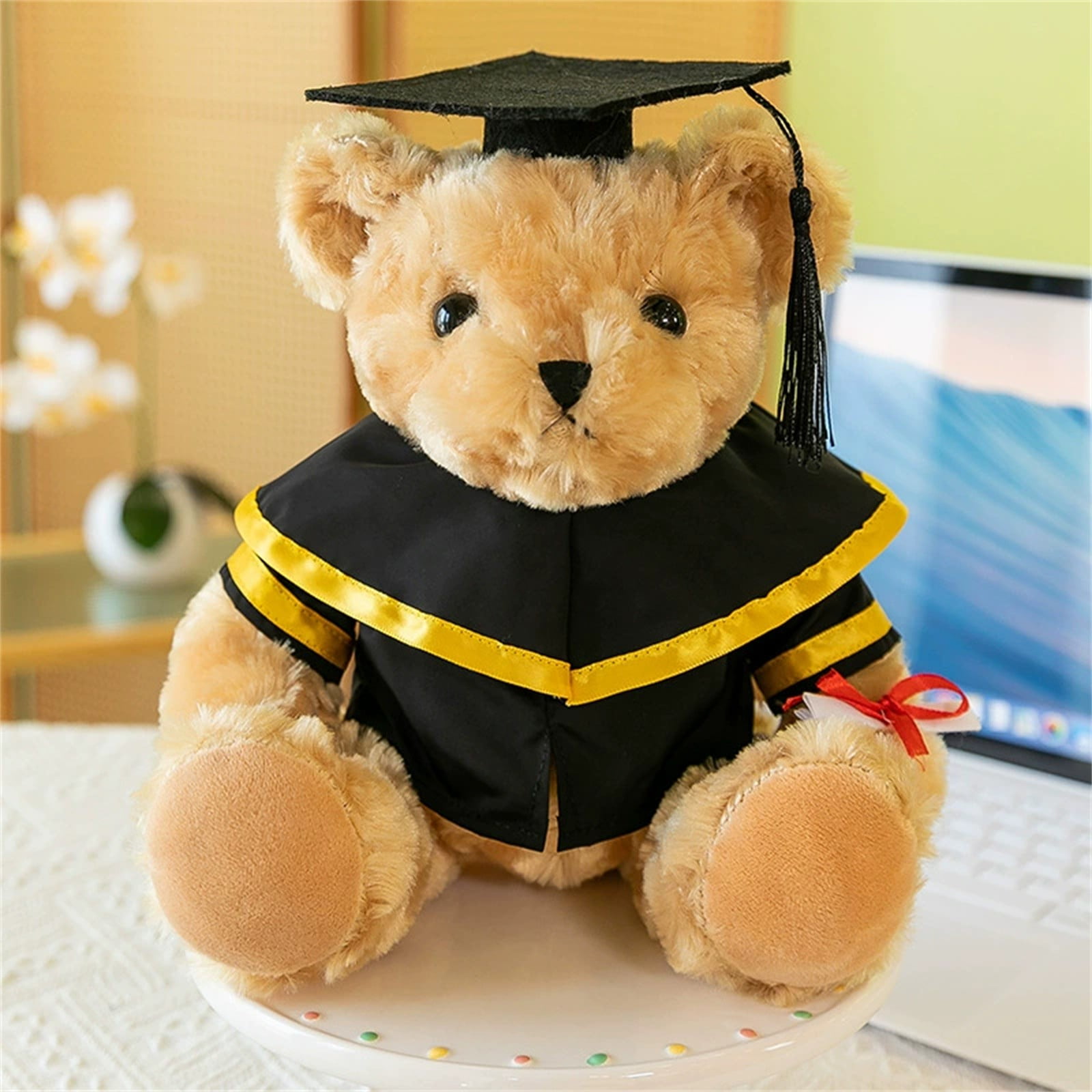 Graduation Bear with Cap Plush Toy Stuffed Animal, Soft Commemorative ...