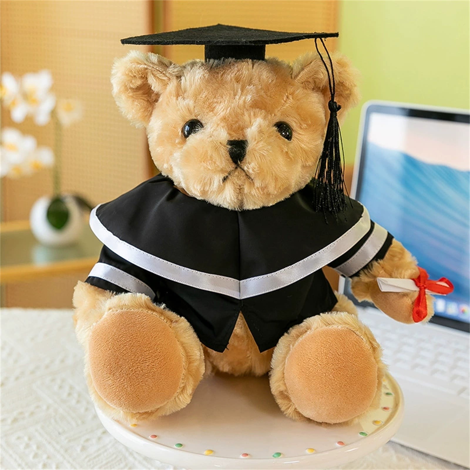 Graduation Bear with Cap Plush Toy Stuffed Animal, Soft Commemorative ...
