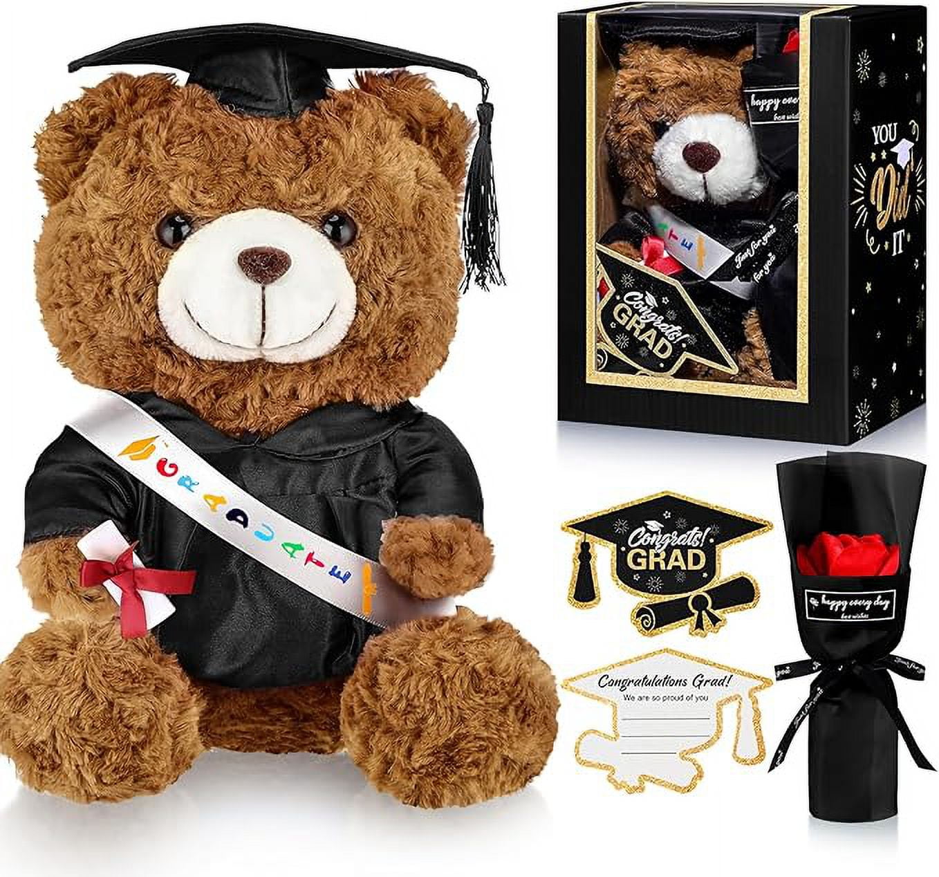 Graduation Bear Gifts Set Include Stuffed Animal Bear with Gown Cap ...