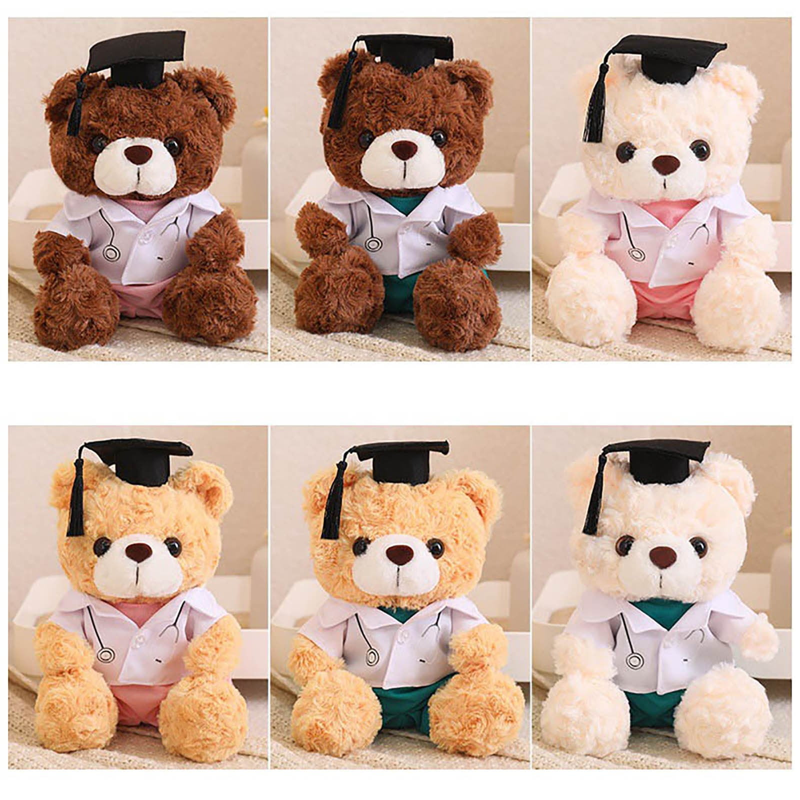 Graduation Bear, Learner Nurse Gift, White Khaki Color, Twisted Flower ...